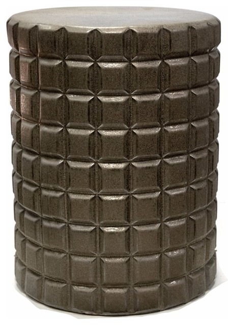 Matte Finish Ceramic Garden Stool, Gold - Transitional - Accent And ...