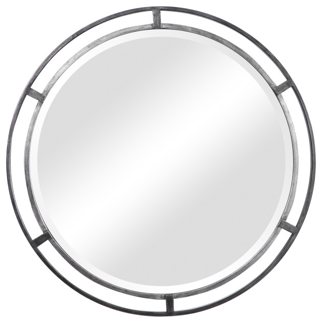 30" Industrial Gray Round Mirror - Transitional - Wall Mirrors - by ...