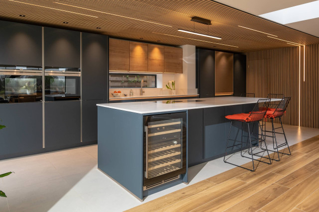 Luxurious Fjord Blue and Oak Kitchen in Wilstone - Modern - Kitchen ...