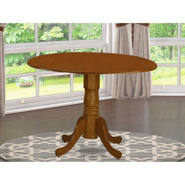 Dublin Round Table With 2 9" Drop Leaves, Saddle Brown Finish ...