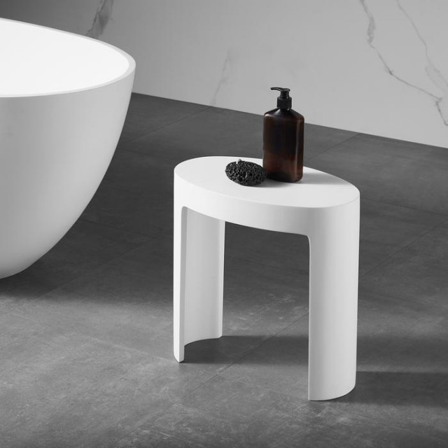 17 in. Shower Bench in Pure Acrylic Stone in Matte White - Modern ...