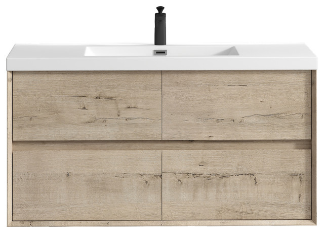 Kingdee Light Oak Wall Mounted Vanity With Reinforced Acrylic Sink, 48 ...