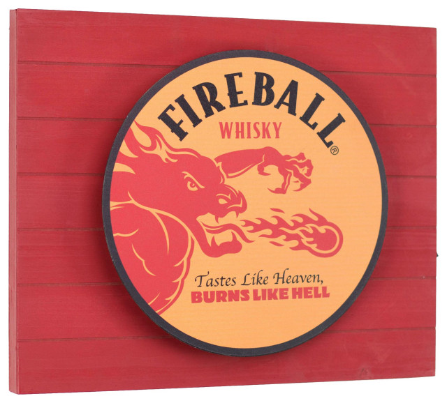 American Art Decor Fireball Whisky Vintage Metal Backlit LED Sign, 15 ...