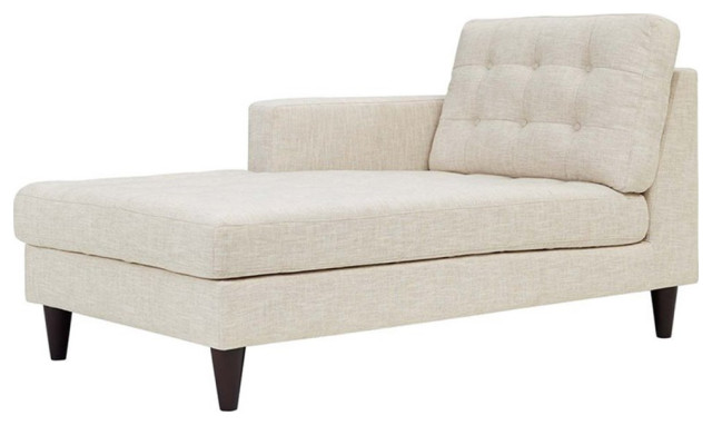 Pemberly Row Modern Fabric Left Facing Chaise Lounge in Beige ...