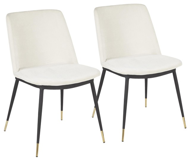 Wanda Contemporary Chair With Black Metal Legs With Gold Accent and ...