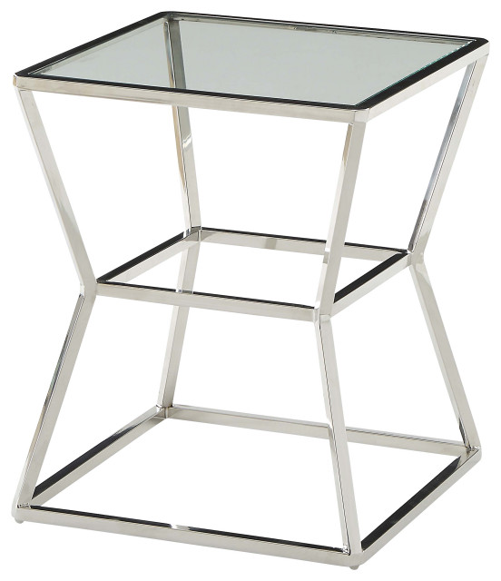 ACME Salonius End Table, Stainless Steel/Clear Glass - Contemporary ...