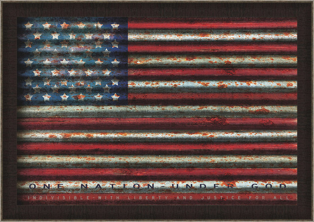 "One Nation Flag" Patriotic Framed Fine Art, 26.5x20.5" - Farmhouse ...