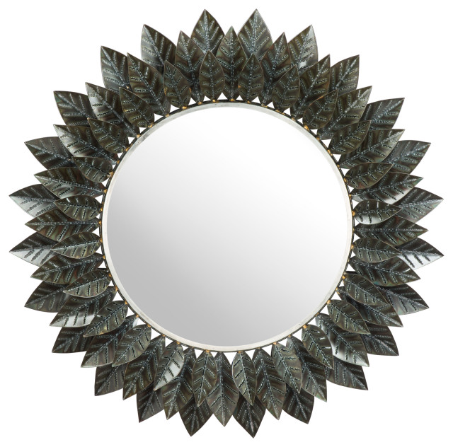 Leaf Round Mirror, Black - Contemporary - Wall Mirrors - by Kolibri ...