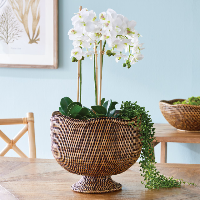 Burma Rattan Footed Cachepot - Tropical - Indoor Pots And Planters - by ...