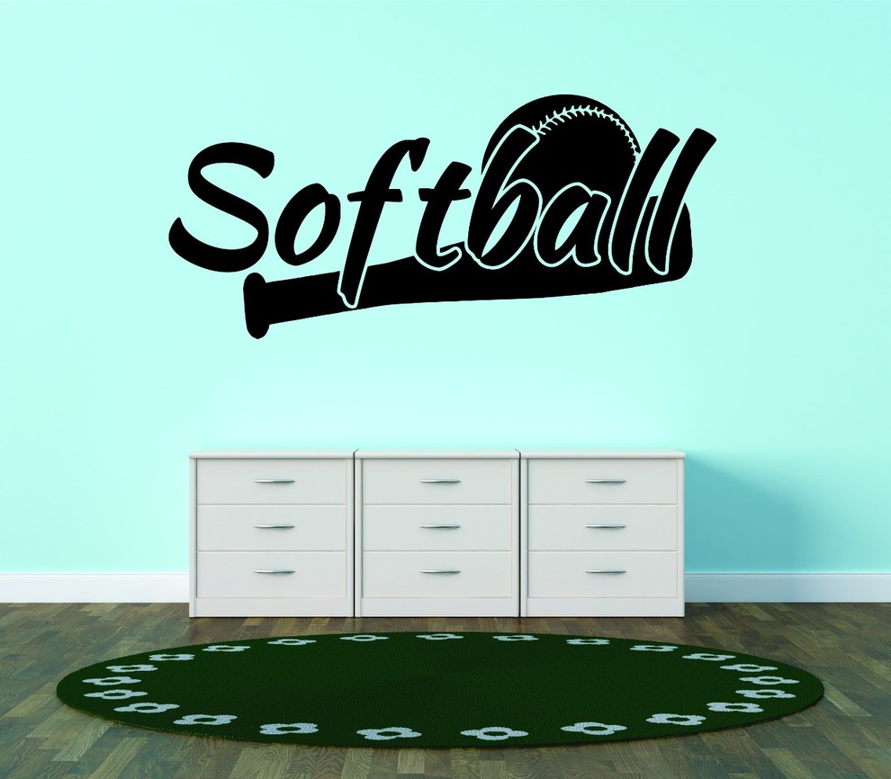 Decal, Softball, 20x30", 20X30 - Contemporary - Wall Decals - by Design ...