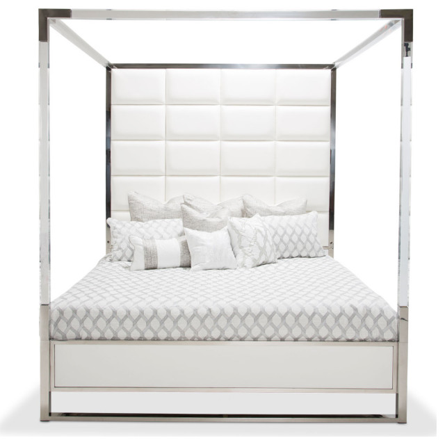 State St. Eastern King Canopy Bed - Off White - Contemporary - Canopy ...
