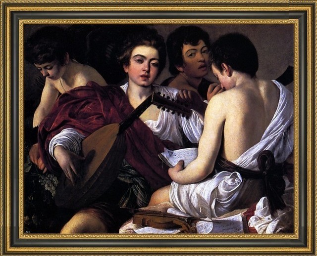 Caravaggio The Musicians Framed Premium Canvas Print, 21"x28 ...