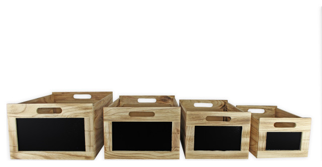 4-Piece Storage Box With Chalkboard Set - Farmhouse - Storage Bins And ...