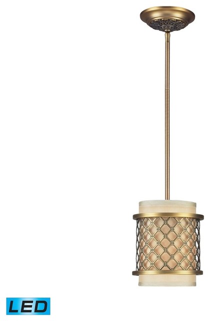 ELK Lighting Chester 1-Light LED Pendant, Brushed Antique Brass ...