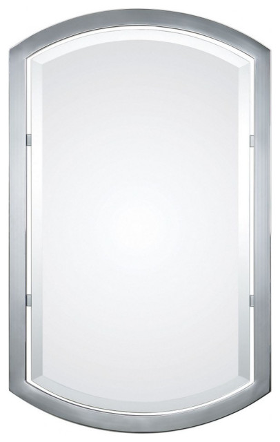 37" Arched Mirror, 23"Wx2"D Polished Chrome - Transitional - Wall ...