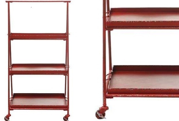 HUGE Red Metal 3-Tier Shelf on Casters - Country - Miami - by Antique ...