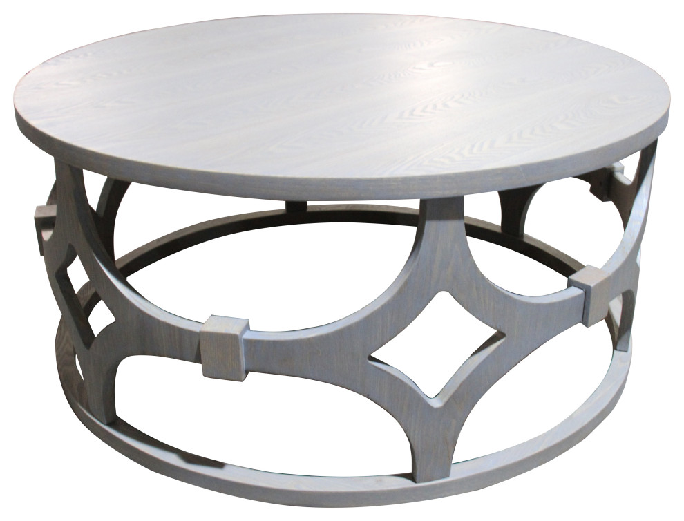 Tuxedo Contemporary 42" Round Wood Coffee Table - Farmhouse - Coffee ...