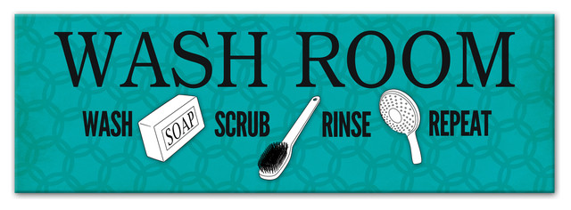 "Wash Rinse Repeat" Canvas Wall Art, 36"x12", 36x12 - Traditional ...