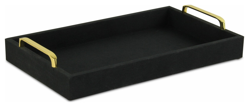 Black Linen and Wooden Tray - Contemporary - Serving Trays - by ...