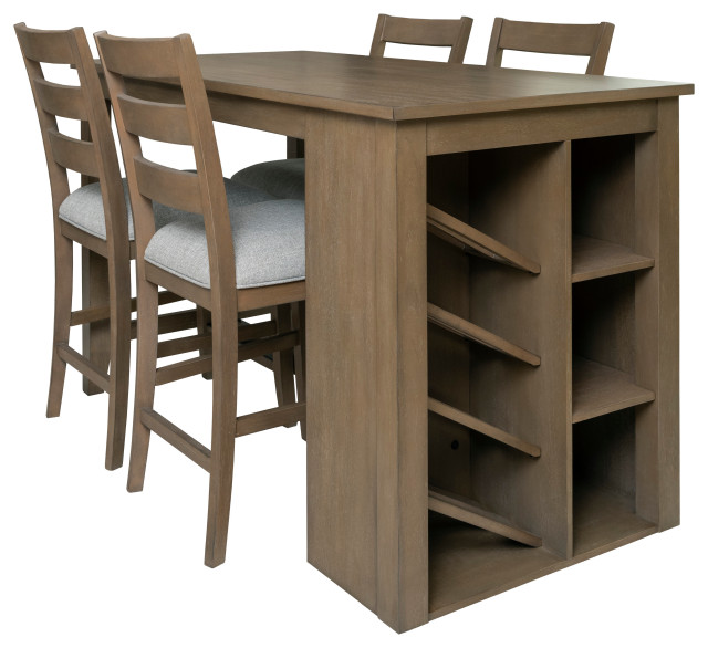Kaylen 5pc Dining Set With Storage, Natural - Transitional - Dining ...
