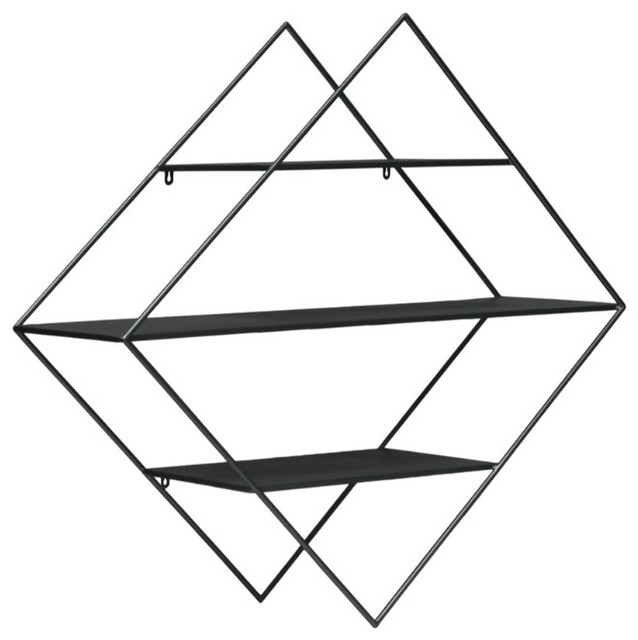 Metal Triangular Pyramid Style 3-Tier Wall Shelf, Black - Industrial ...