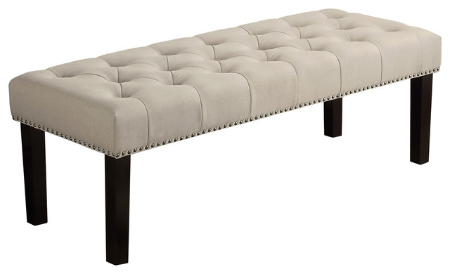 Ercole Upholstered Tufted Bench, 35" - Transitional - Upholstered ...