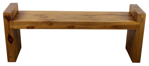 Teak Block Bench - Rustic - Outdoor Benches - by Strata Furniture | Houzz