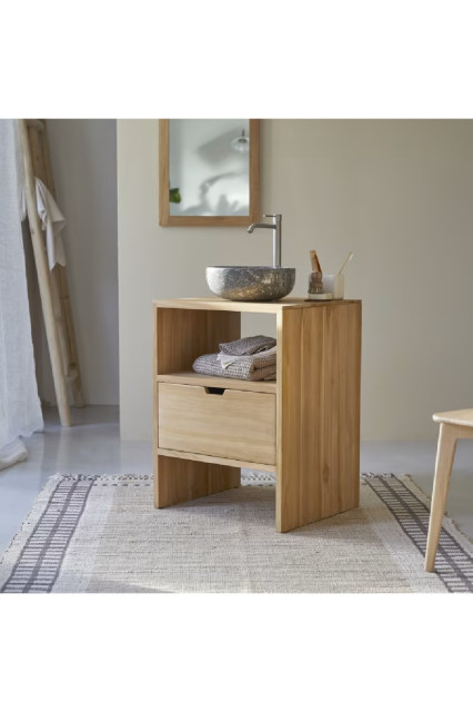 Solid Teak Vanity Unit | Tikamoon Kwarto 60 - Transitional - Bathroom ...