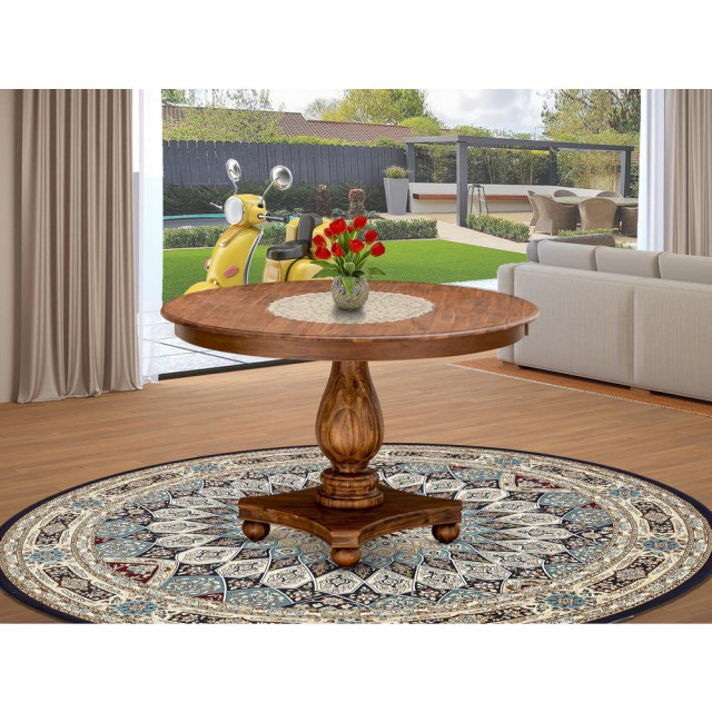 East West Furniture FERRIS, Round Dining Table with Pedestal, Rustic... - Transitional - Dining ...