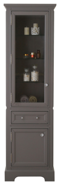 Derby Collection Linen Cabinet, Cashmere Grey - Transitional - Bathroom ...