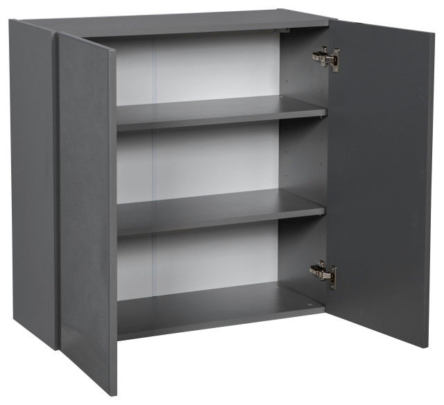 24 x 30 Wall Cabinet-Double Door-Grey, 24 x 30 x 12|Gray Gloss - Modern ...