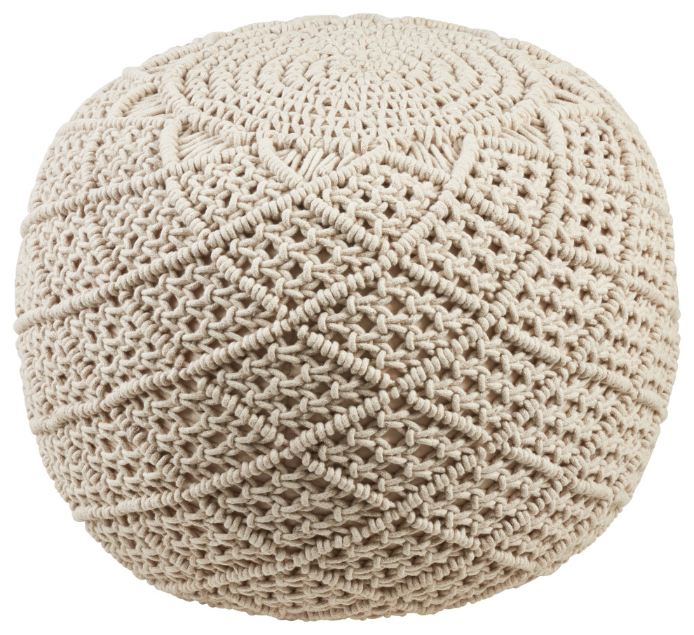 Macram Cotton Pouf - Scandinavian - Floor Pillows And Poufs - by Saro Lifestyle | Houzz