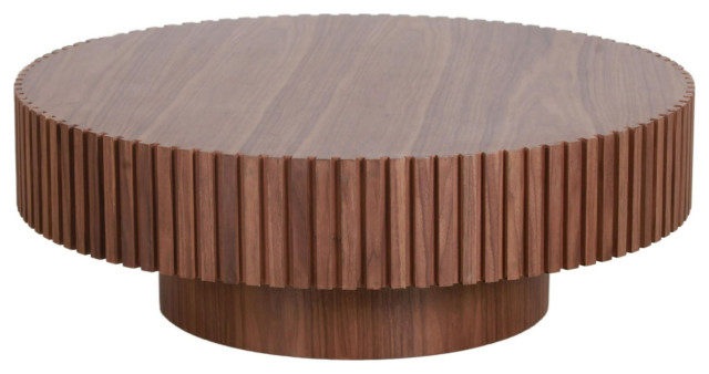 Modrest Pierre Modern Walnut Large Round Coffee Table - Transitional ...