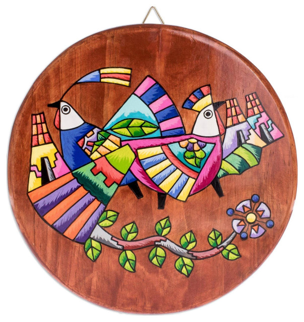 Novica Handmade Country Birds Decorative Wood Plaque (10 Inch ...