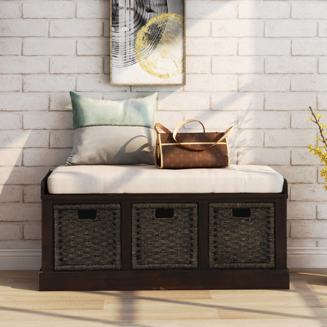 Gewnee Rustic Storage Bench - Transitional - Accent And Storage Benches ...