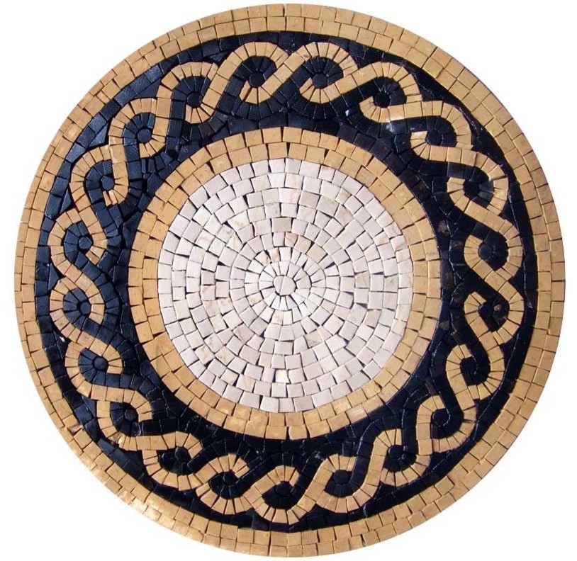 Roman Mosaic Art Medallion, Corda, 12" x 12" - Traditional - Tile ...