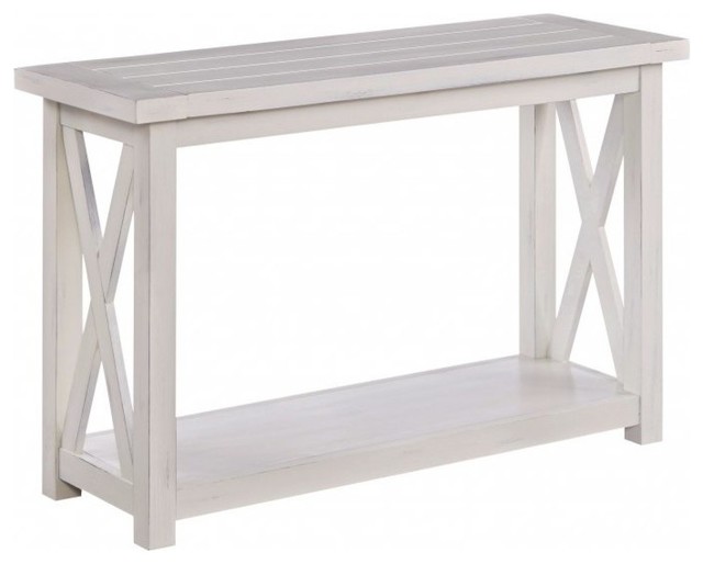 Homestyles Seaside Lodge Wood Console Table in Off White - Beach Style ...