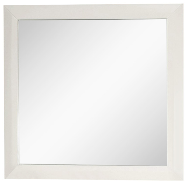 Solid Wood Frame Mirror, White - Transitional - Bathroom Mirrors - by ...