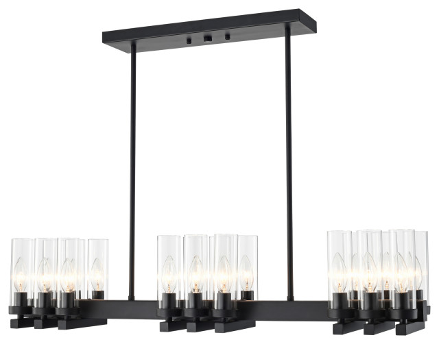 MD46/18MB Edana 36" 18-Light Indoor Matte Black Finish Chandelier ...