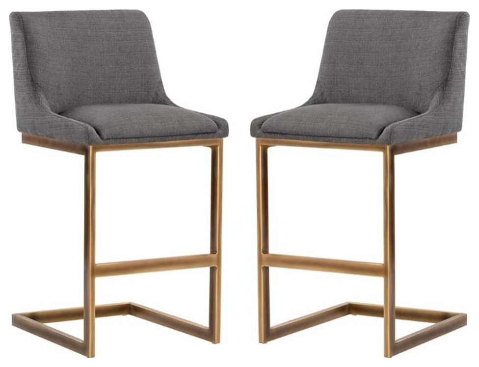 Home Square Holly 30" Fabric Barstool in Zenith Graphite Gray - Set of ...