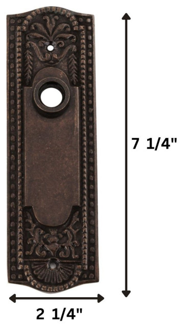 Door Back Plate Antique Brass Beaded Without Keyhole 7 1/4" H ...