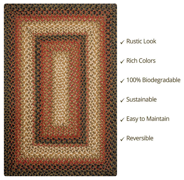 Homespice Decor Russet Jute Braided Rug 27"x45" Rectangular - Modern ...