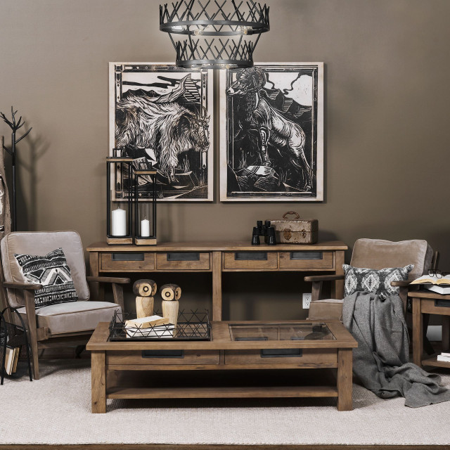Harrelson III Medium Brown Solid Wood 4 Drawer Console Table ...
