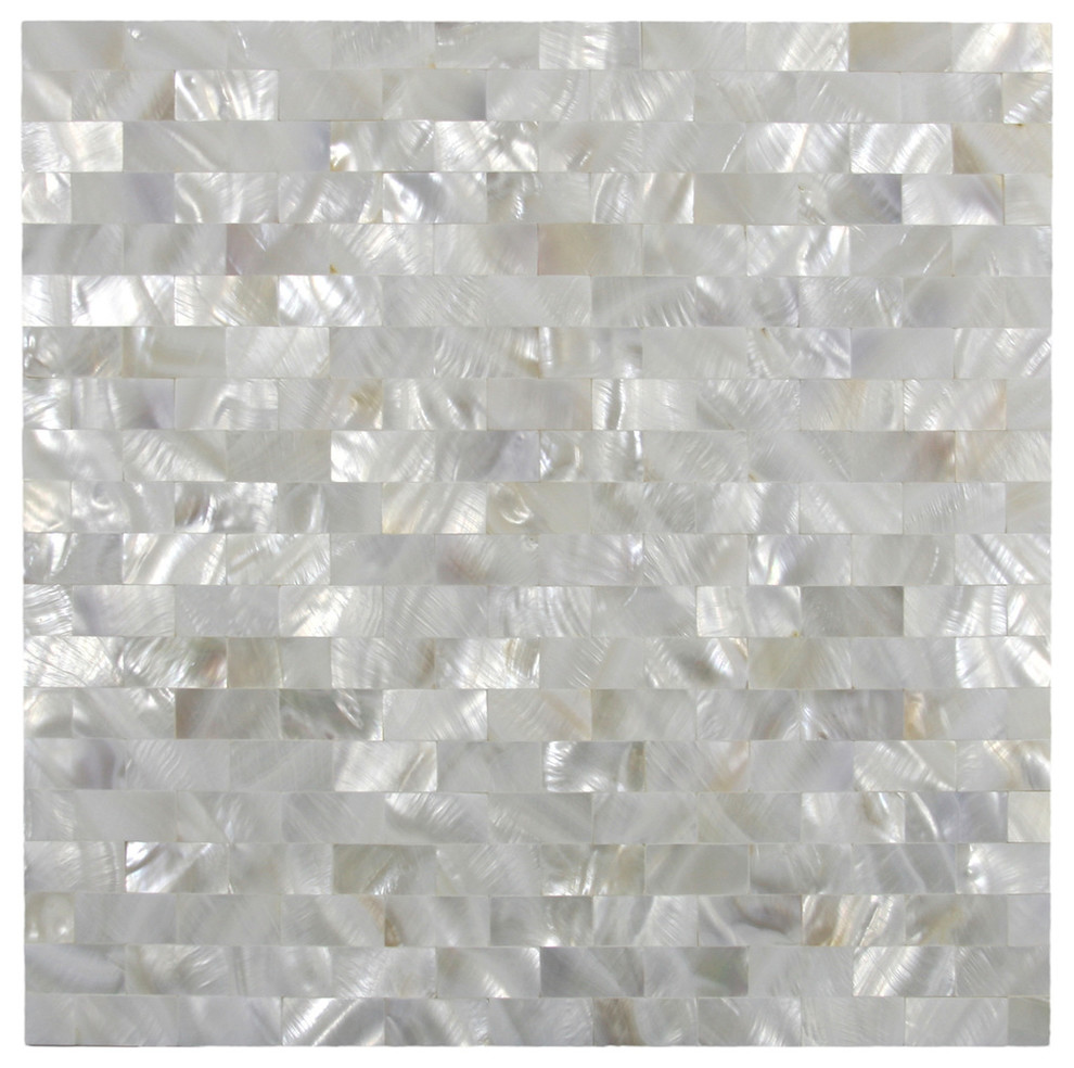White Brick Groutless Pearl Shell Tile, Sample - Modern - Wall And ...