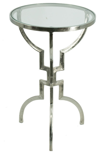 Benzara BM285258 Accent Side Table, Smooth Glass Top, Hourglass Base ...