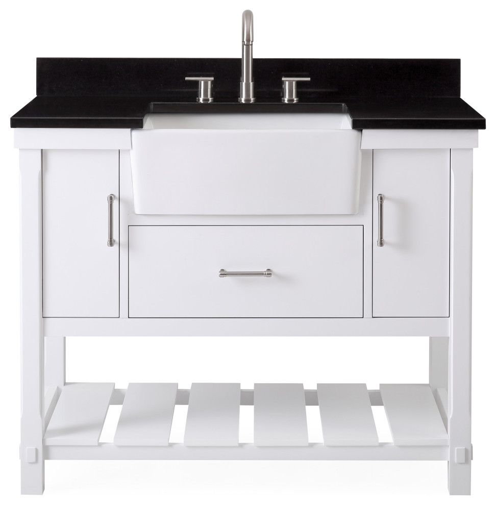 42" Kendia Farmhouse Sink Bathroom Vanity GD-7042-WT42-GT ...
