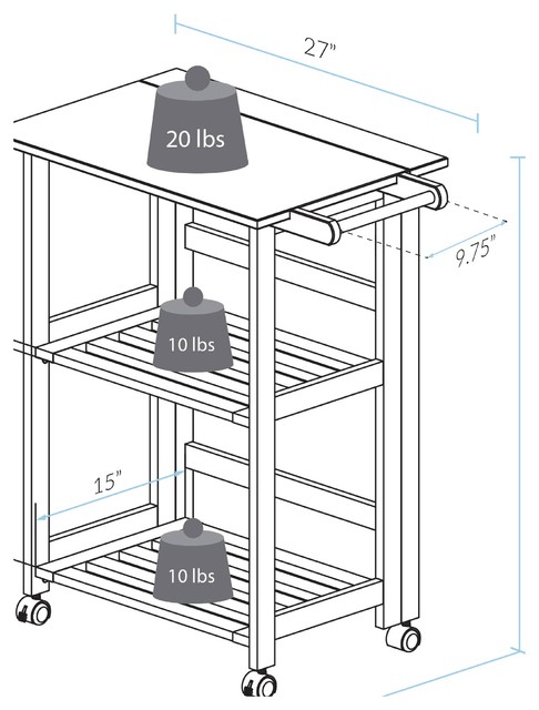 Trek Folding Kitchen Cart - Transitional - Kitchen Islands And Kitchen ...