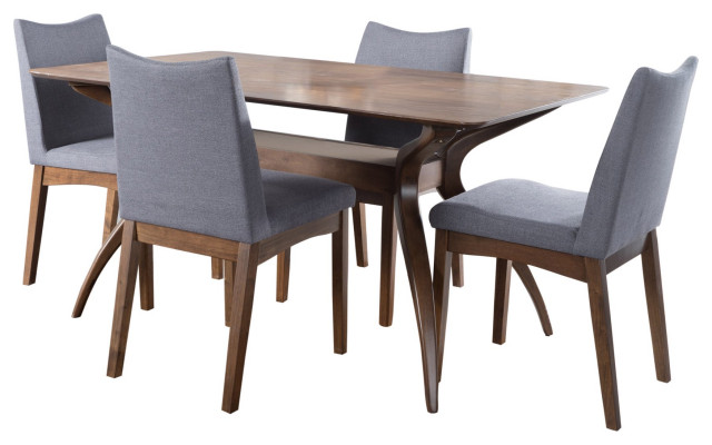 Dining Set, Rectangular Table & 4 Chairs With Padded Polyester Seat ...