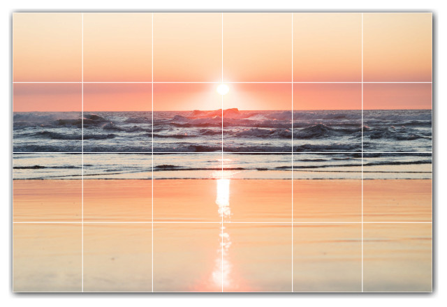 Sunset Ceramic Tile Wall Mural HZ501001, 72" Wide x 48" High - Beach ...