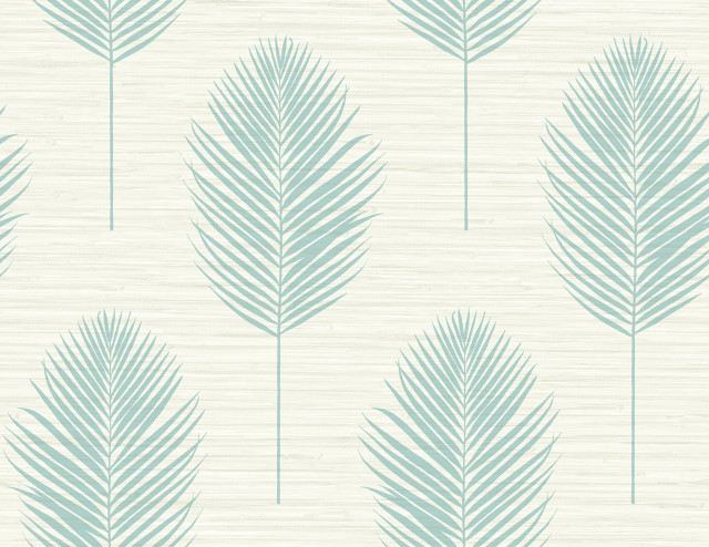 Bali Aqua Fern Wallpaper, Swatch - Tropical - Wallpaper - by Brewster ...